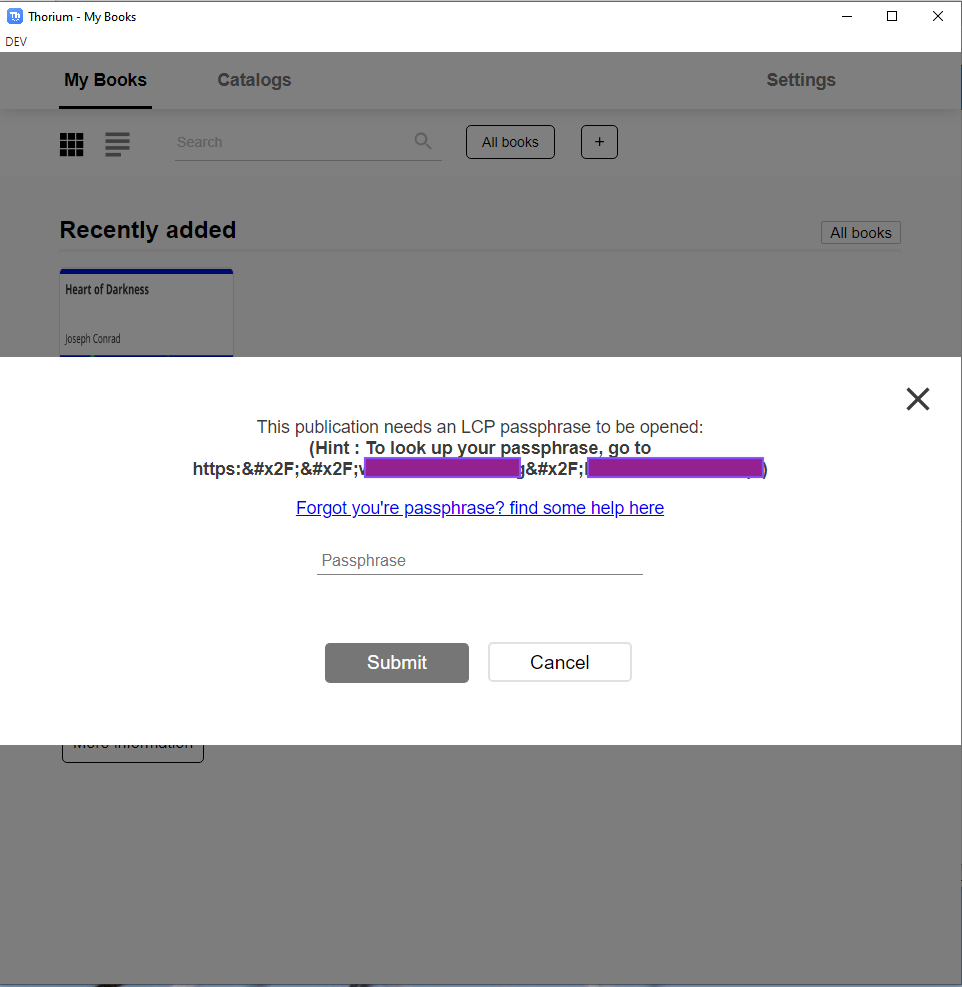 Typo in passphrase dialog box · Issue #1386 · edrlab/thorium-reader · GitHub