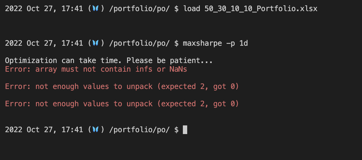 [Bug] Portfolio optimization bugs · Issue #3135 · OpenBB-finance/OpenBB · GitHub