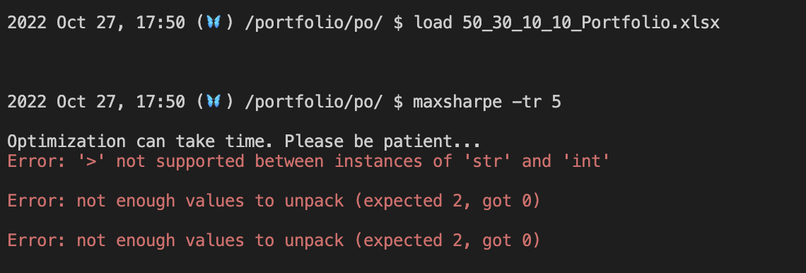 [Bug] Portfolio optimization bugs · Issue #3135 · OpenBB-finance/OpenBB · GitHub