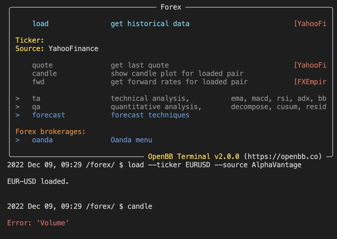 [Bug] forex/candle with source AlphaVantage return error · Issue #3741 · OpenBB-finance/OpenBB ...
