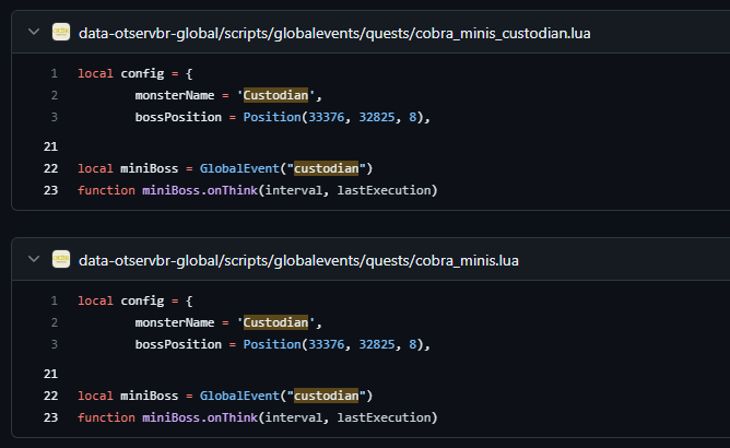 Duplicate globalevent and spell words · Issue #1565 · opentibiabr/canary · GitHub