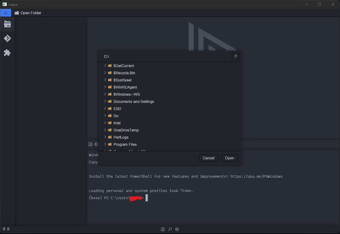 [WINDOWS] Can't open folder on a non-system drive · Issue #68 · lapce/lapce · GitHub