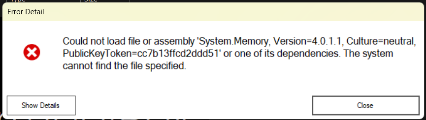 [BUG] Updated to the latest version today, got "Could not load file or ...