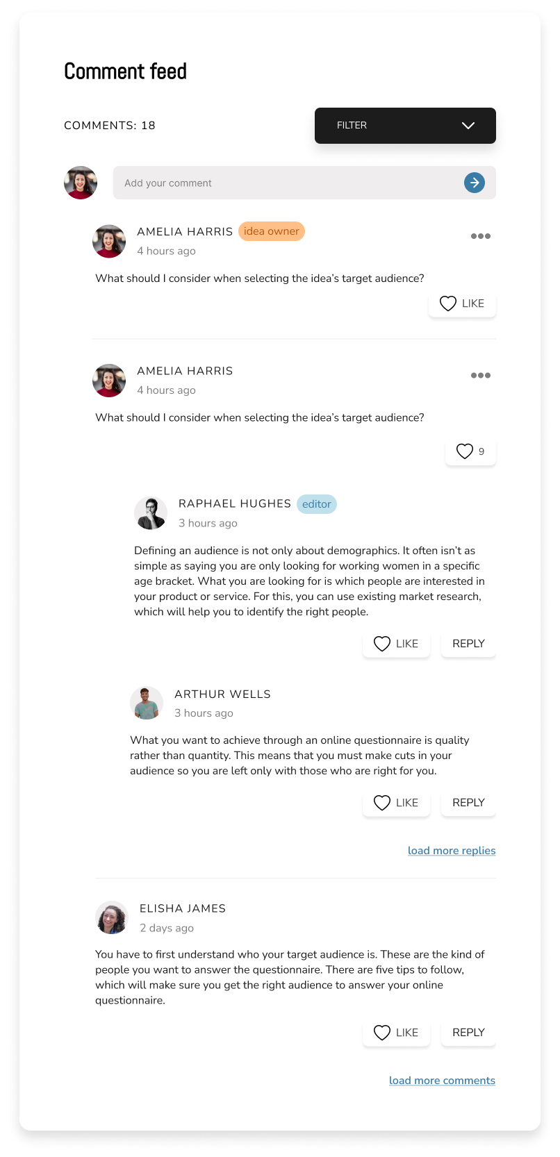 [ENHANCEMENT - DEV] As MILES HARDIN, I want to leave a new comment in the comment feed so that I ...