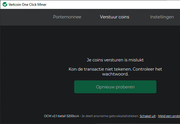 Can't send VTC · Issue #287 · vertcoin-project/one-click-miner-vnext · GitHub