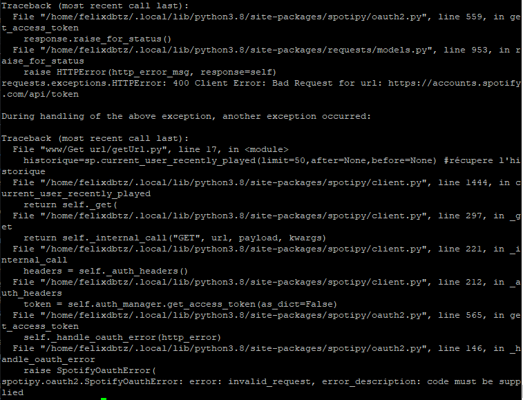 Spotipy | Can't see the url needed for token · Issue #721 · spotipy-dev/spotipy · GitHub
