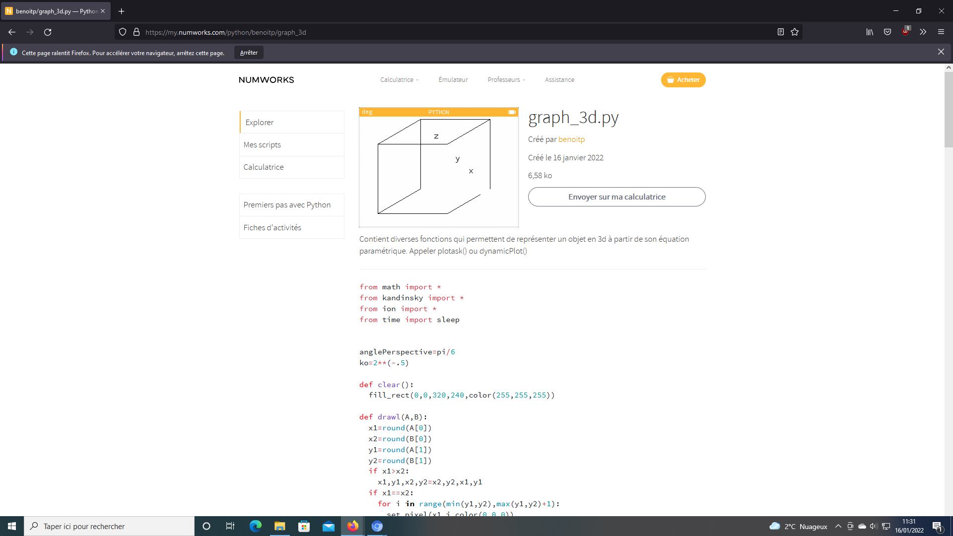 A python script crashes the web simulator page. · Issue #1919 · numworks/epsilon · GitHub