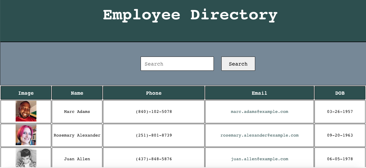GitHub - SLee612/employee_directory: Employee Directory