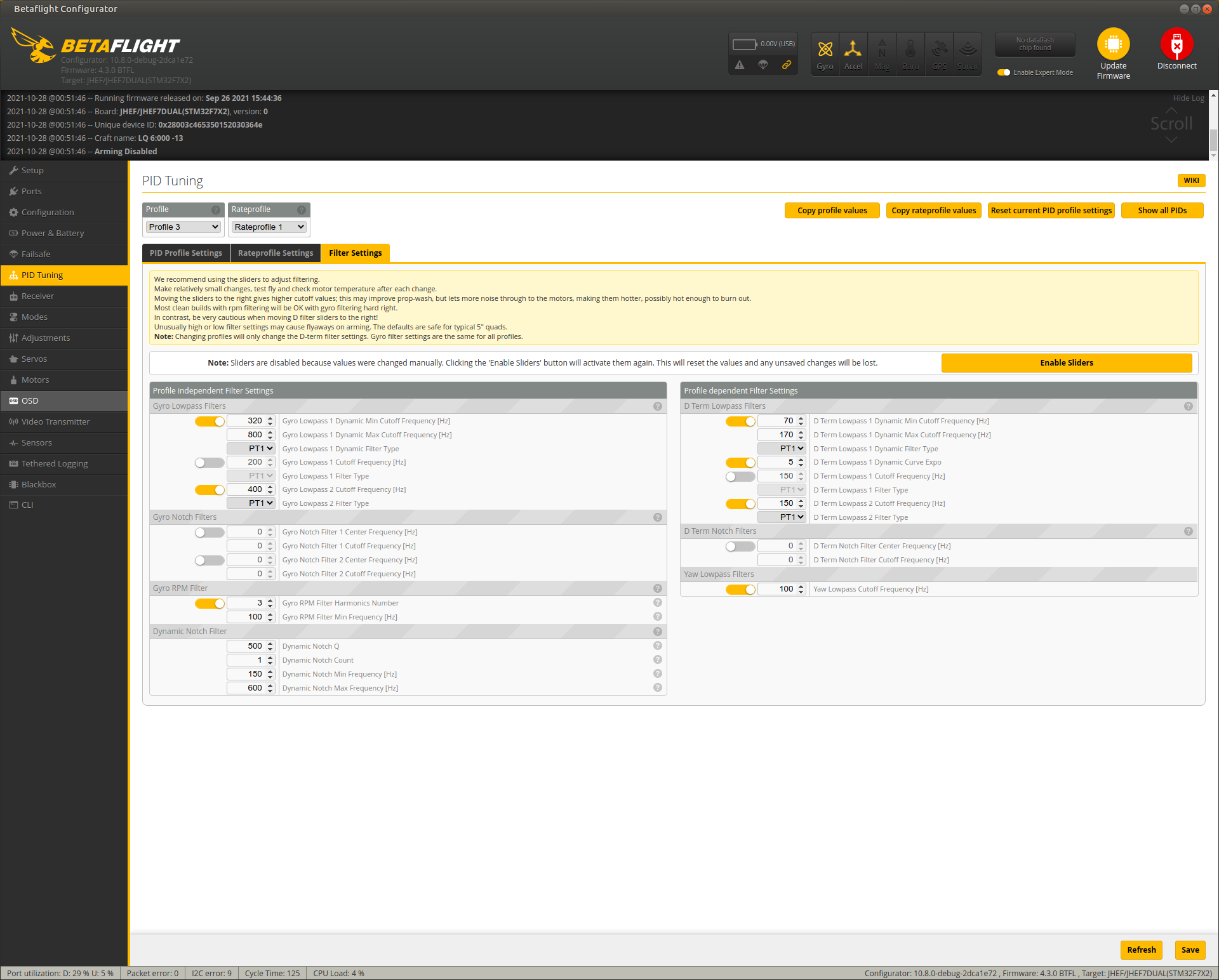 Enable Sliders In Filters Tab Enables Filters With Default Lowpass Values Of 2hz And 5hz