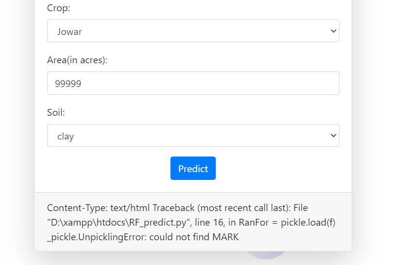 unpickling error : while loading RF_Model · Issue #9 · VaibhavSaini19/Crop-Yield-Prediction ...
