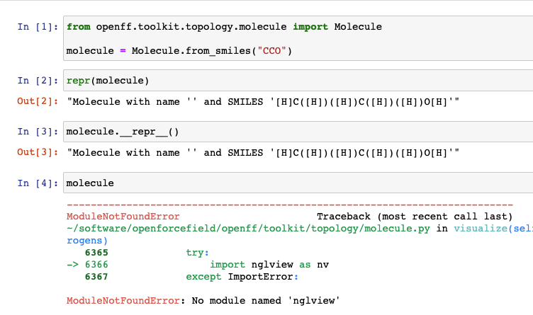 Molecule repr seems to raise a ModuleNotFoundError (without nglview) · Issue #1157 ...