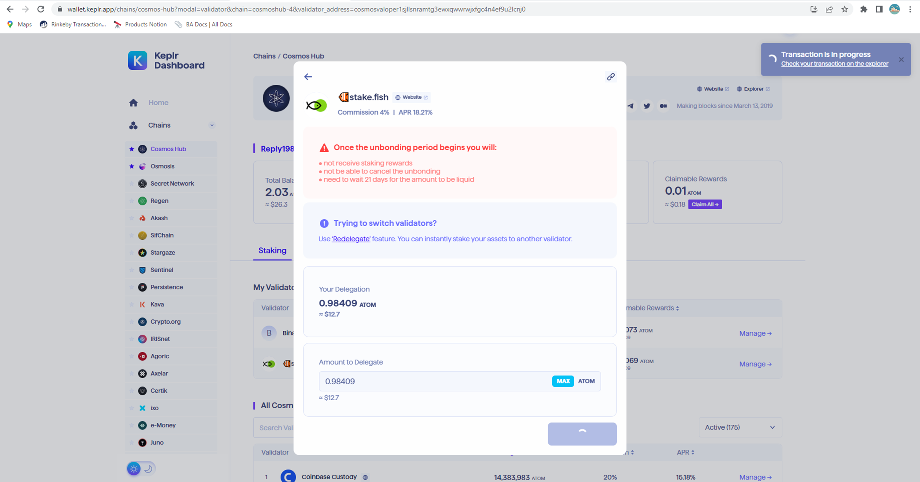 [Enhancement] Add pop up when do activities in Aura scan · Issue #1108 · aura-nw/aurascan · GitHub