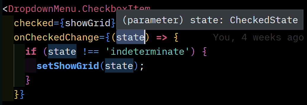 Wrong type for checked in DropdownMenu.CheckboxItem onCheckedChange · Issue #1996 · radix-ui ...