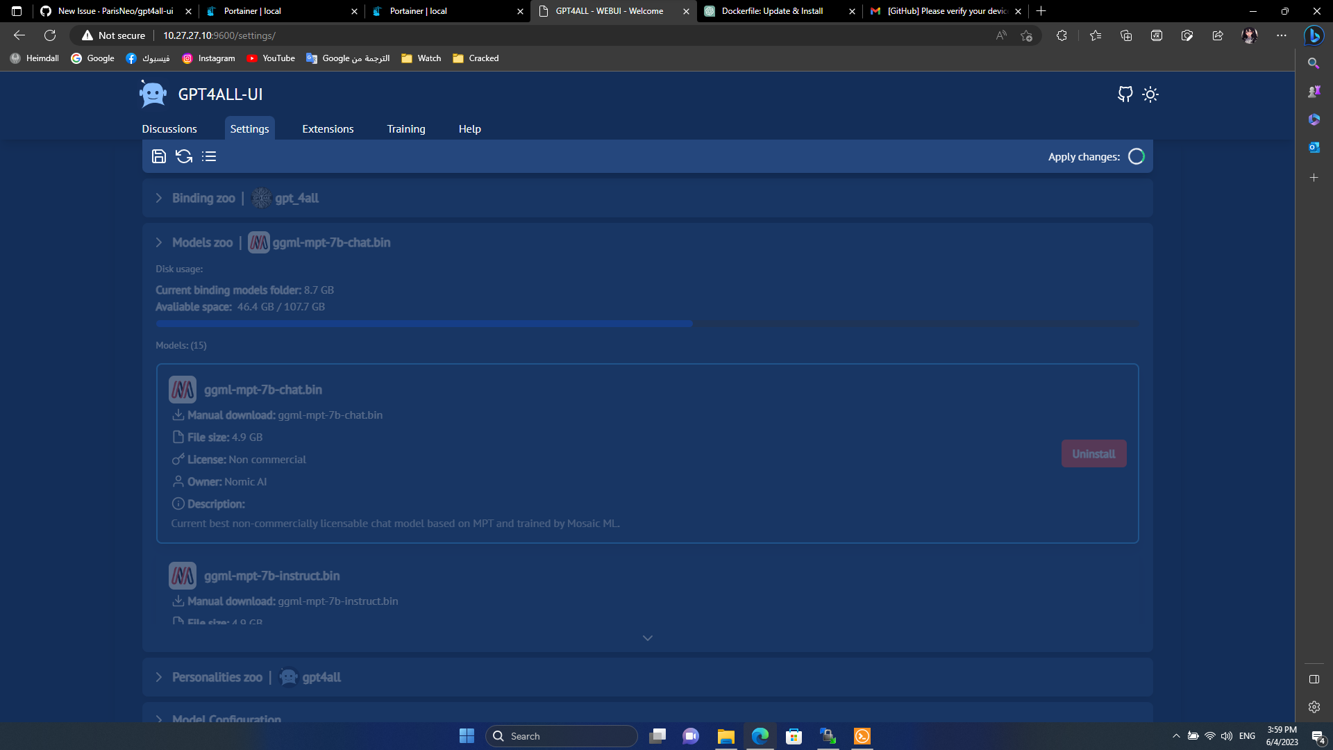 Inability to Change Settings and Select Models in gpt4all Docker Container · Issue #252 ...