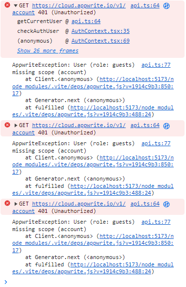 The app crashed, appwrite error 401 · Issue #19 · adrianhajdin/social_media_app · GitHub