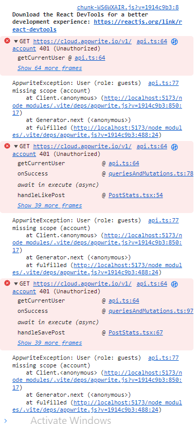 The app crashed, appwrite error 401 · Issue #19 · adrianhajdin/social_media_app · GitHub