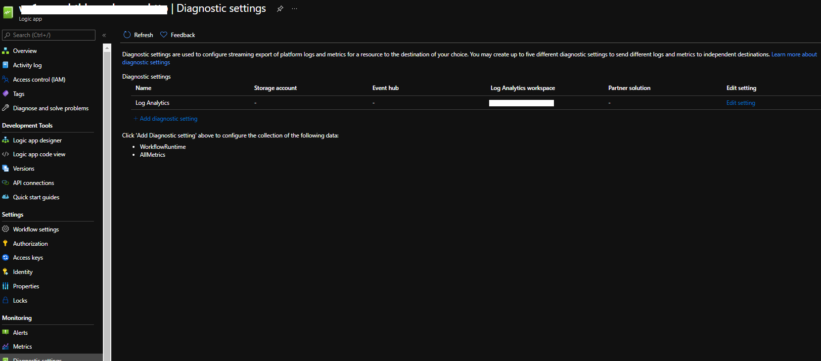 Log analytics workspace with Logic Apps standard not working · Issue #300 · Azure/logicapps · GitHub