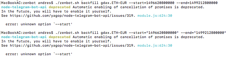 zenbot backfill start and end date bug · Issue #909 · DeviaVir/zenbot · GitHub