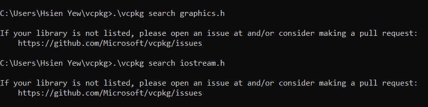 Are there the graphics.h and iostream.h libraries? I can't seem to find ...