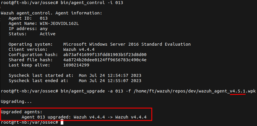 Upgrade via WPK claims success but agent remains with the previously installed version · Issue ...