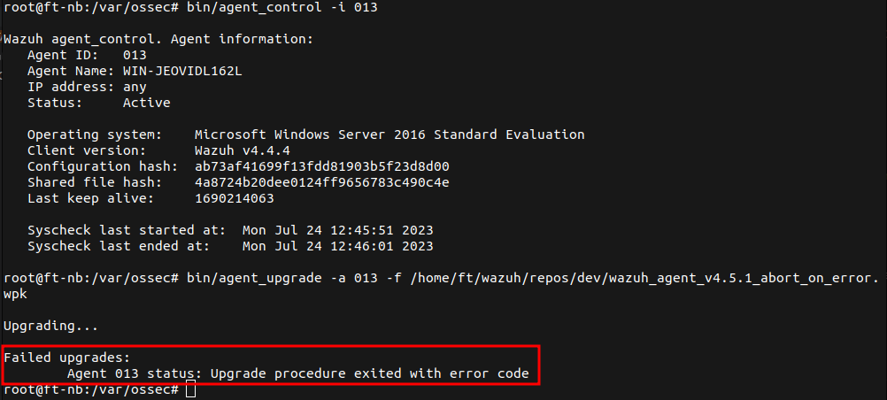 Upgrade via WPK claims success but agent remains with the previously installed version · Issue ...