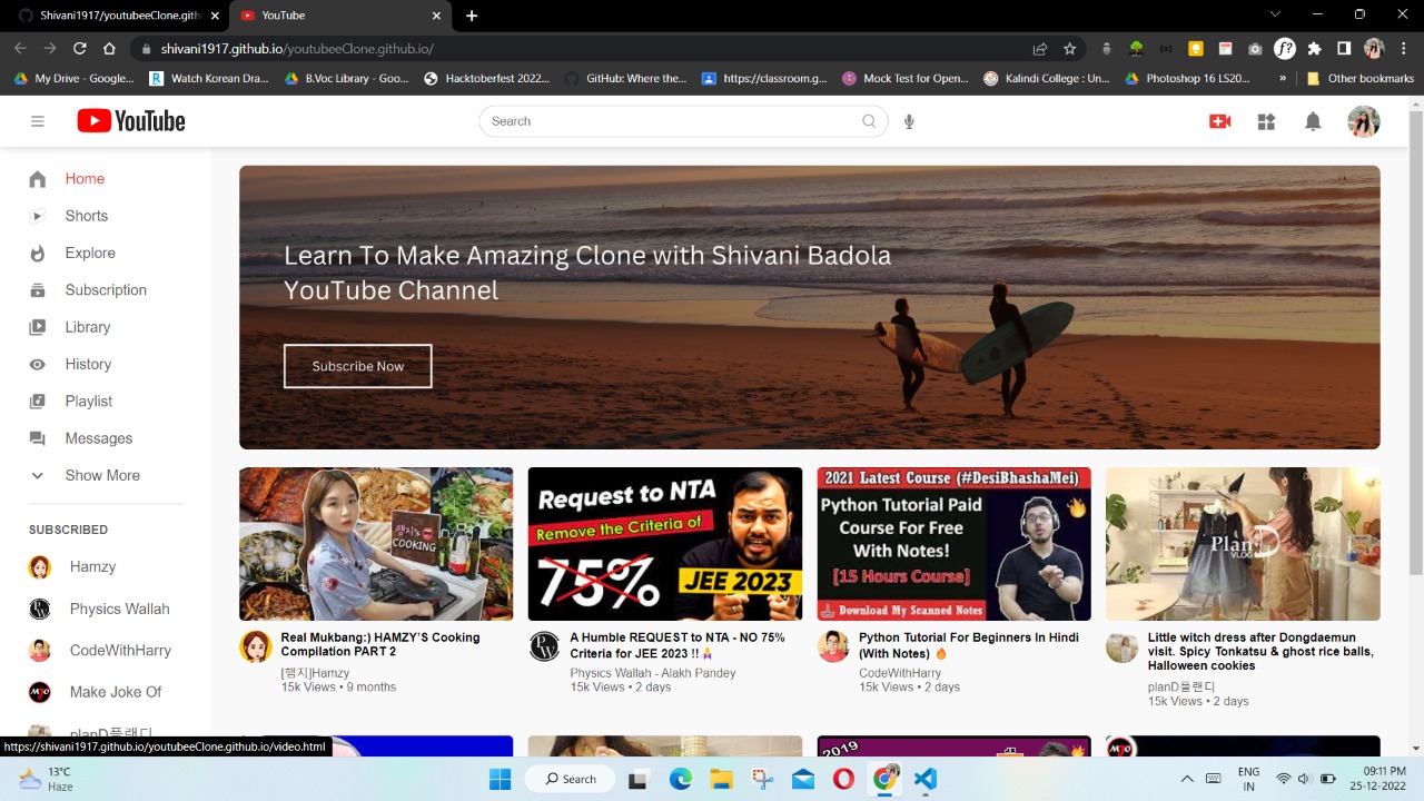 GitHub - Shivani1917/youtubeeClone.github.io: Youtube Clone Project made using HTML, Css, JavaScript