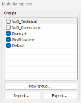 Checkbox menu for individual groups in Batch Convert - "Multiple Replace". · SubtitleEdit ...
