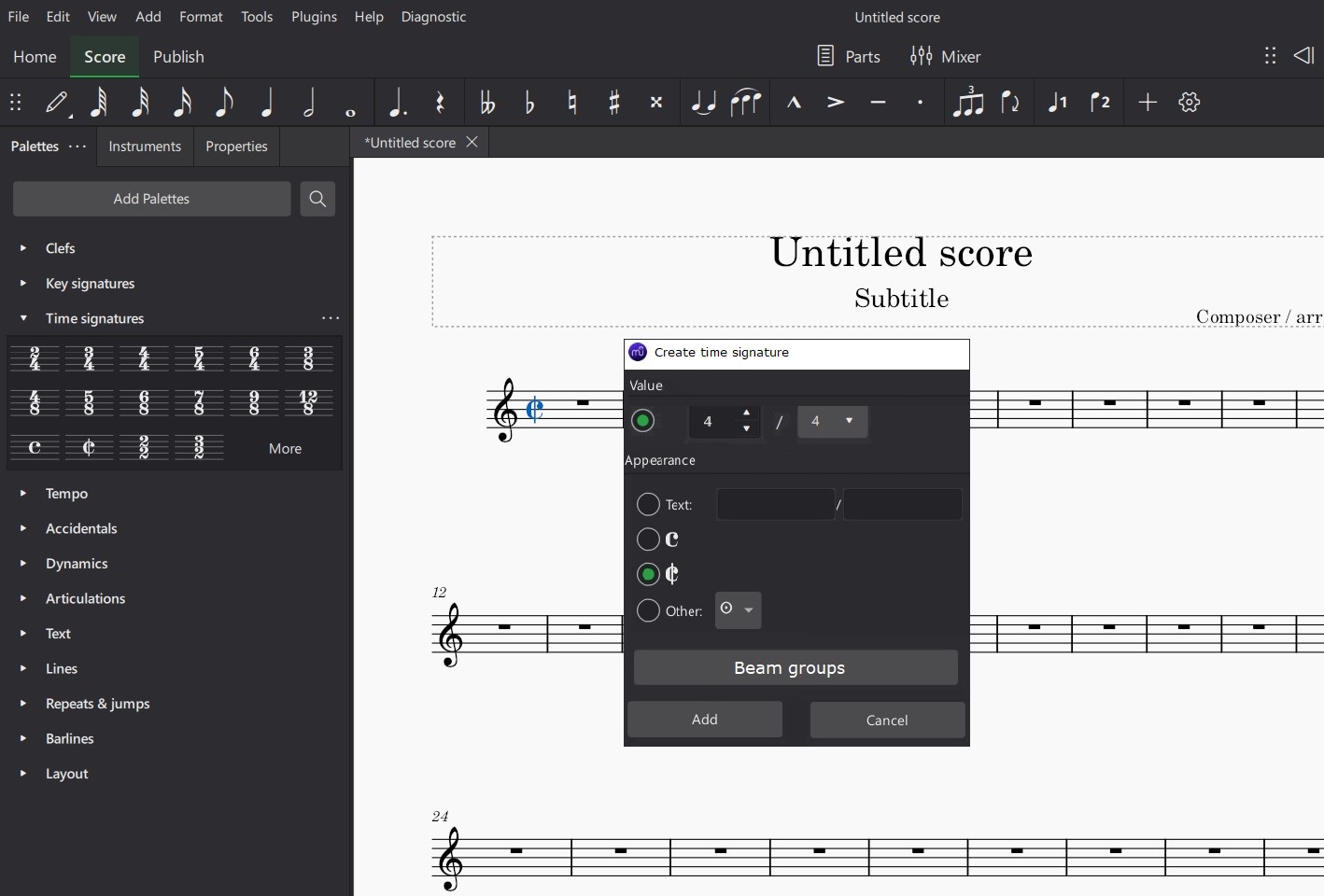 [MU4 Issue] Time signatures: UX suggestions · Issue #12980 · musescore/MuseScore · GitHub