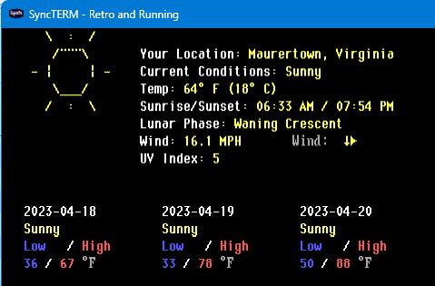 GitHub - mhansel7399/SyncWeather: Synchronet BBS Weather External Program