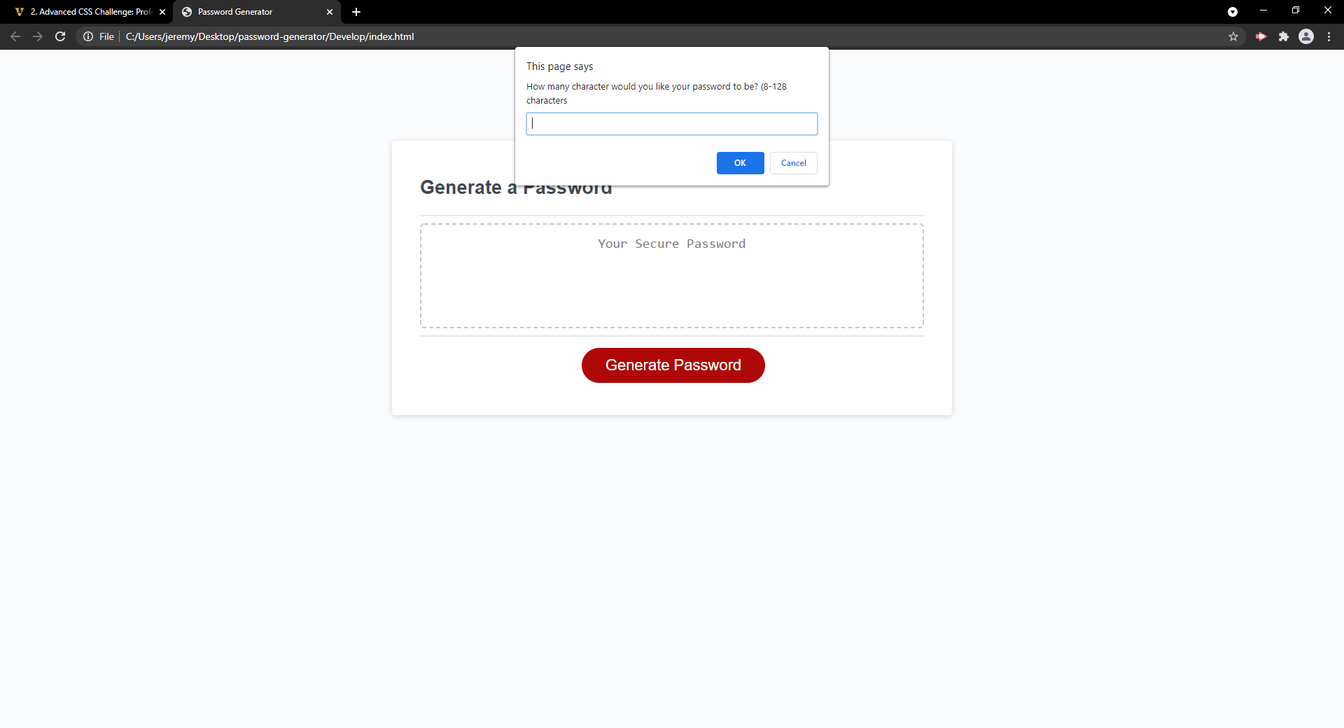 GitHub - jhurst16/password-generator: generates a random password with ...