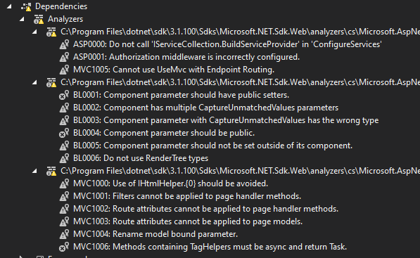 Web Application template has 15 analyzer issues (3.1) · Issue #17931 · dotnet/aspnetcore · GitHub