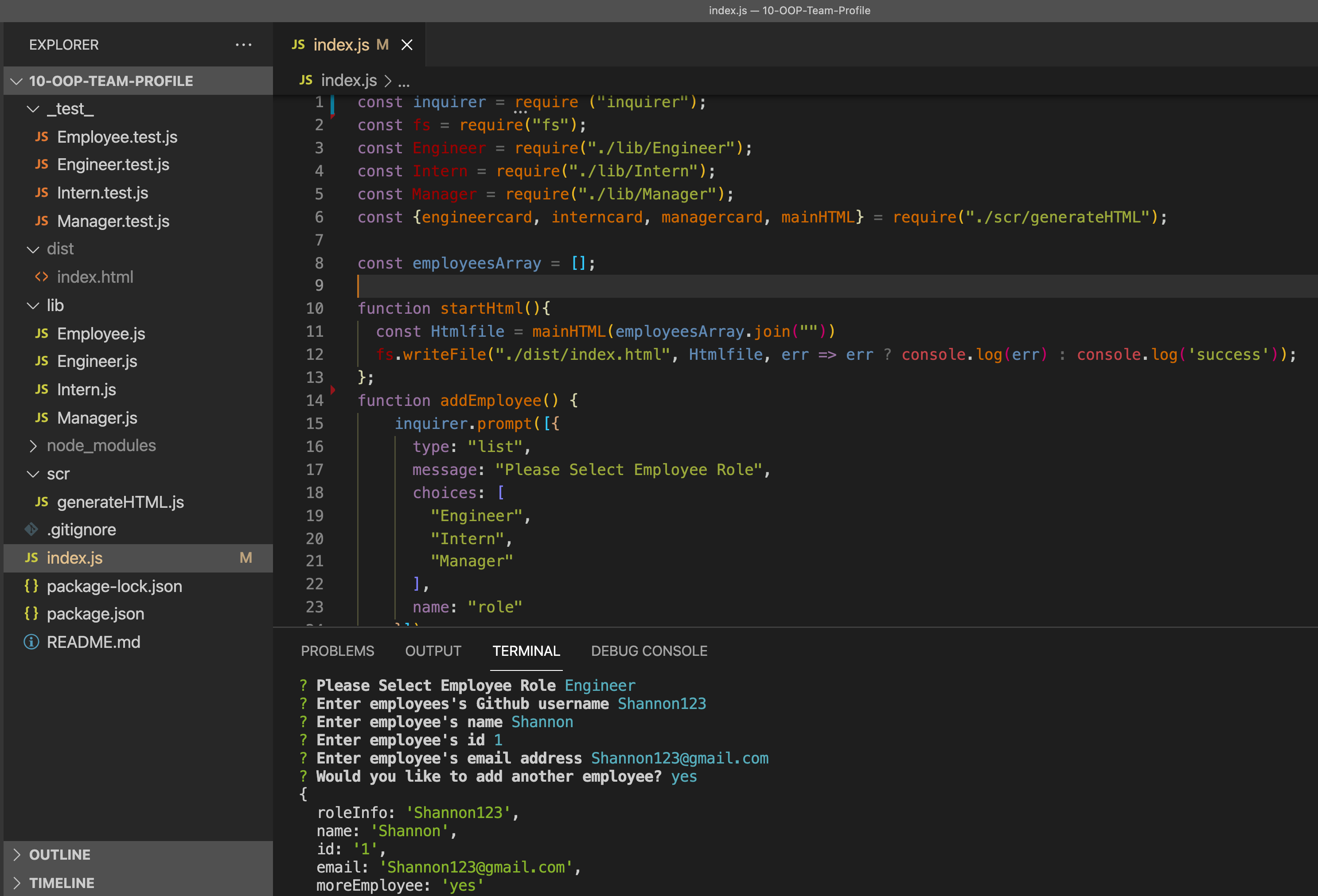 GitHub - vbarajas4/10-OOP-Team-Profile