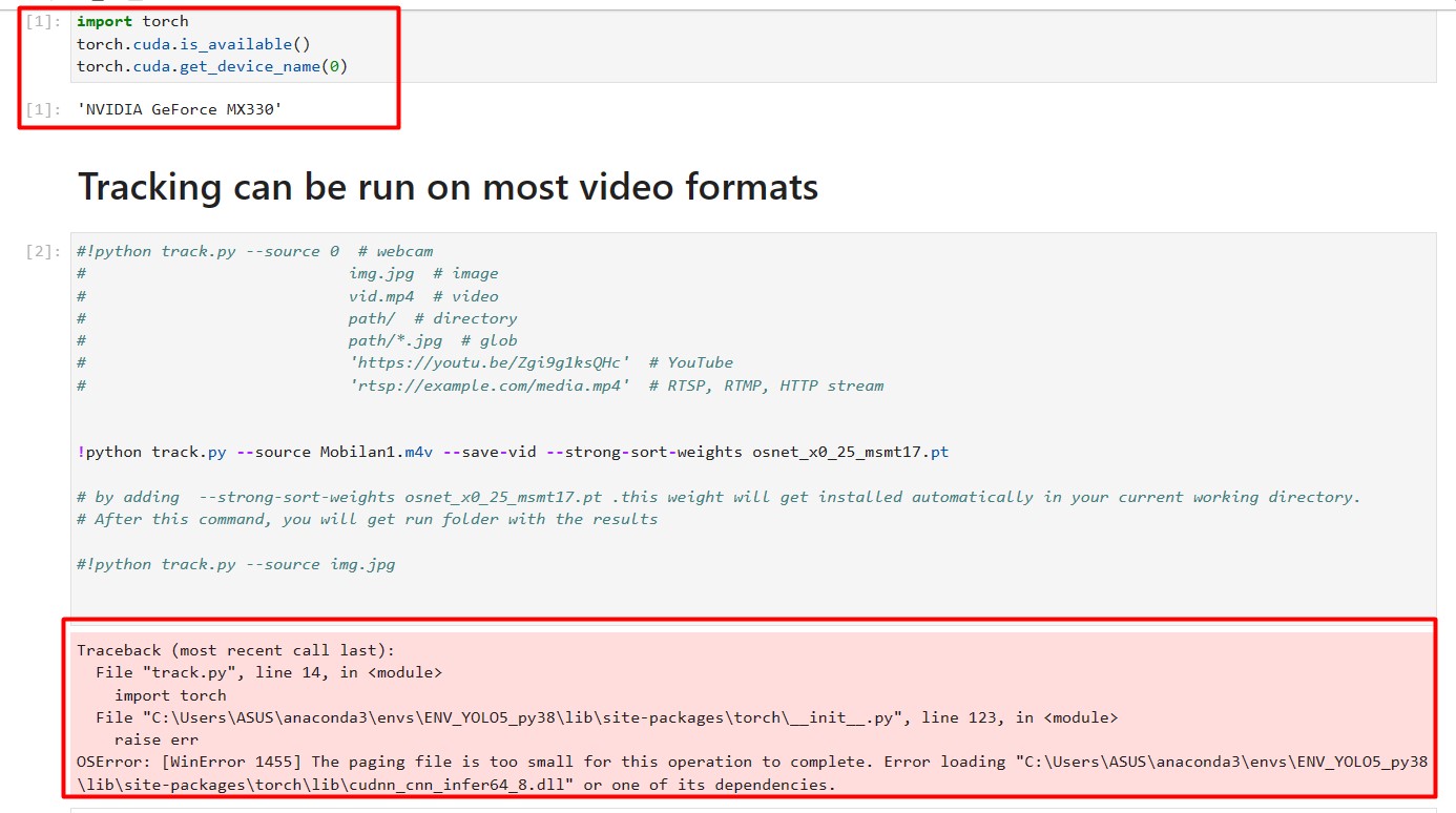 cant import torch from track file · Issue #3 · AarohiSingla/Object-Tracking-Using-YOLOv5-and ...