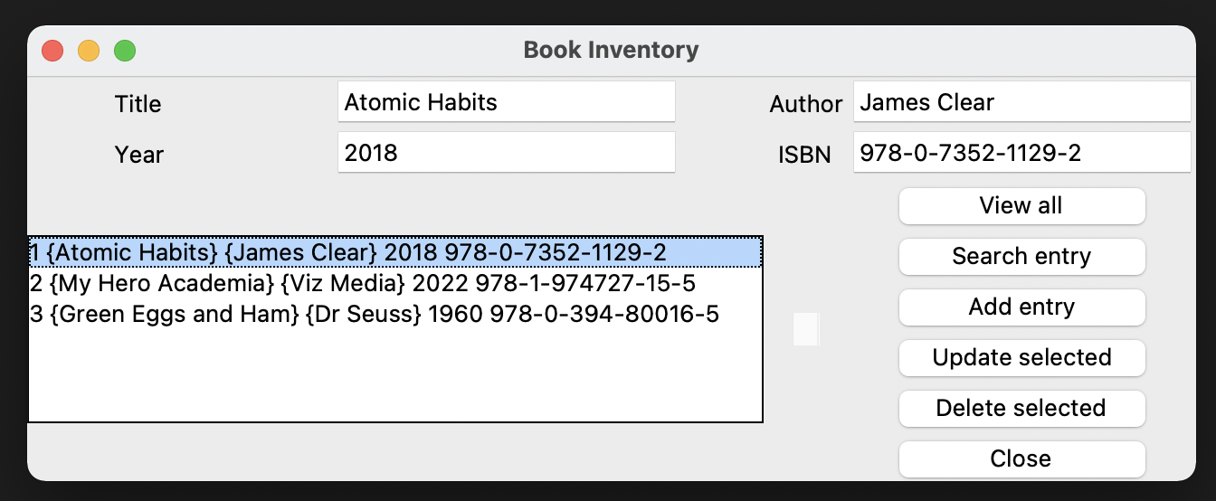 GitHub - jakecymok/book-inventory-python: Desktop GUI and SQL - Book ...