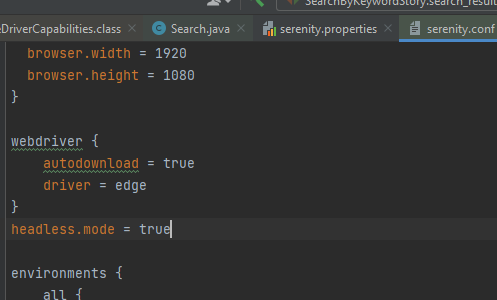 Not able to run serenity test with Edge headless browser and work file ...