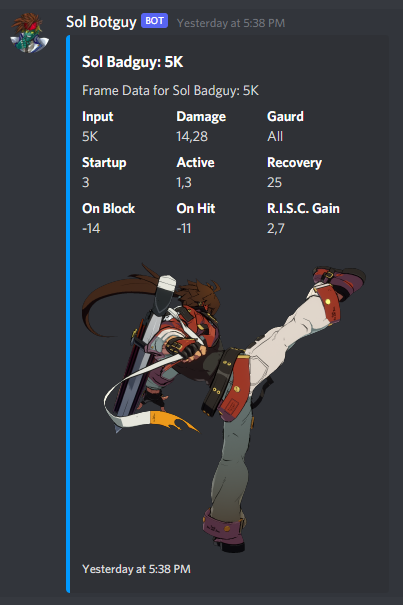 GitHub - joshayres/Sol-Botguy: Frame data Discord bot for Guilty Gear ...