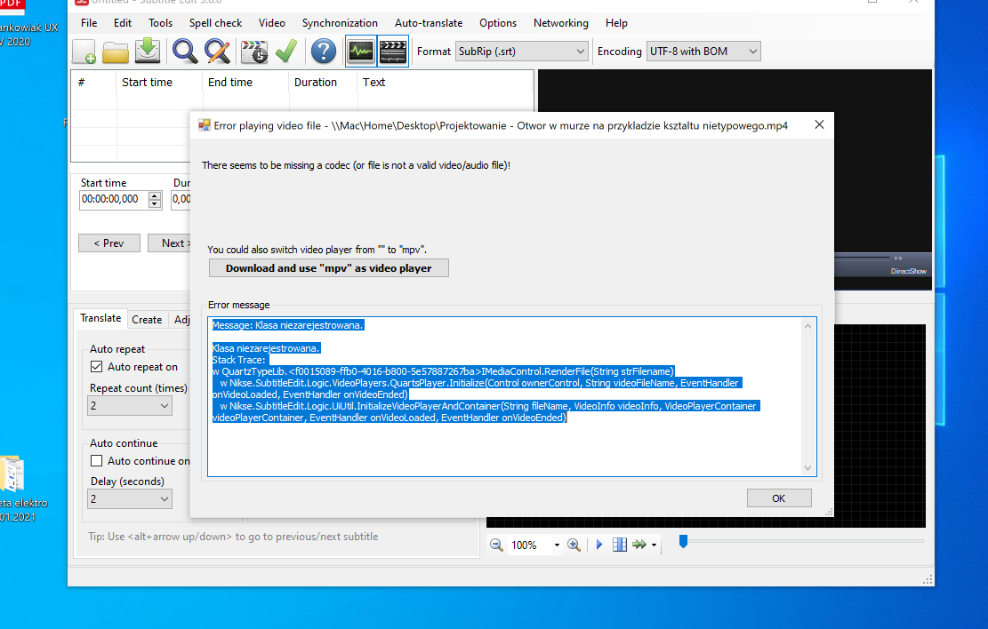 Subtitle Edit won't open my video · Issue #4831 · SubtitleEdit/subtitleedit · GitHub