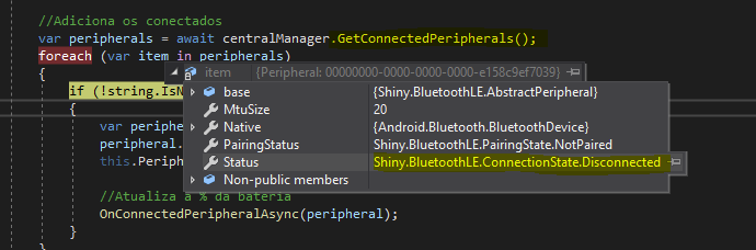 [Bug]: BluetoothLE method GetConnectedPeripherals() · Issue #793 · shinyorg/shiny · GitHub