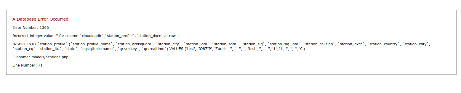 Unable to create station profile due to missing field dxcc · Issue #893 · magicbug/Cloudlog · GitHub