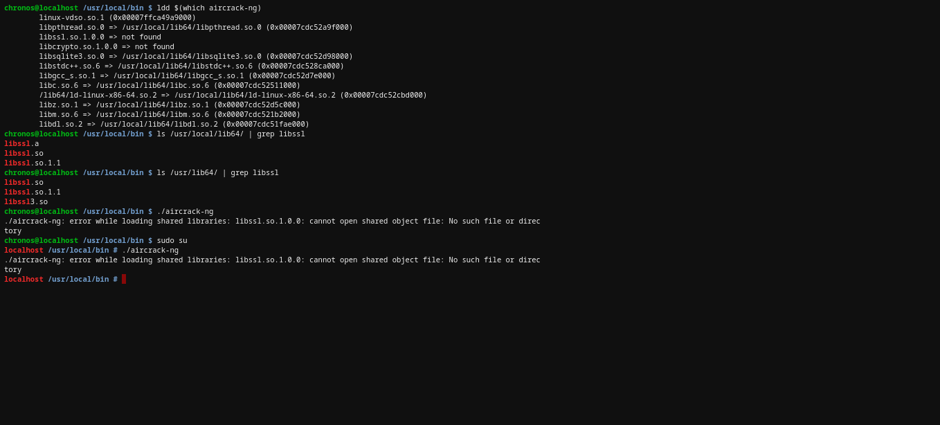 [aircrack-ng] error: while loading shared libraries: libssl.so.1.0.0 · Issue #5235 · chromebrew ...