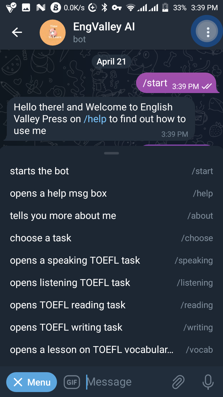 GitHub - calebjusth/EngValley-AI: A telegram bot for preparing students for TOEFL exams