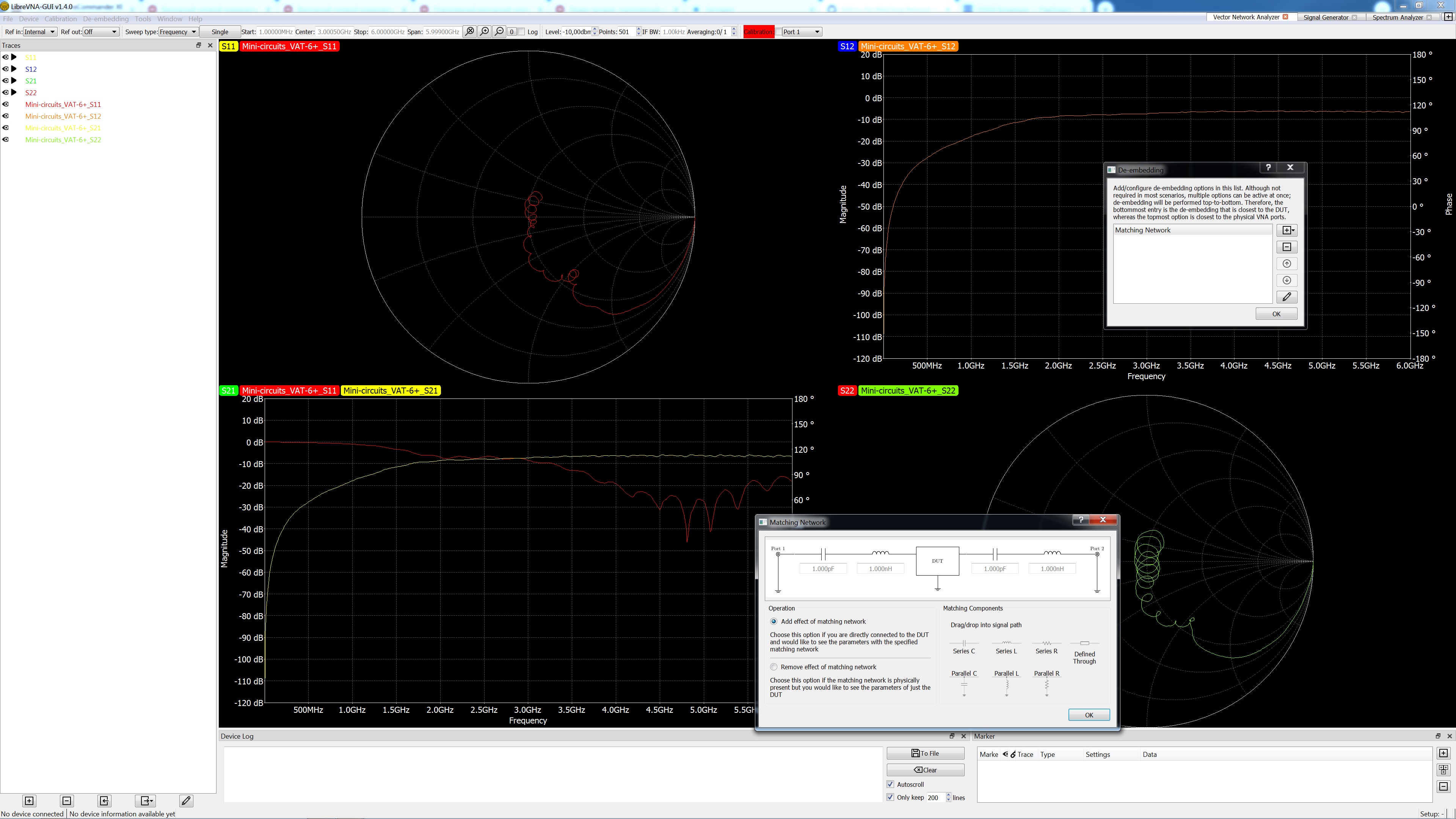 Add to the Matching Network menu the parallel defined in the touchstone ...