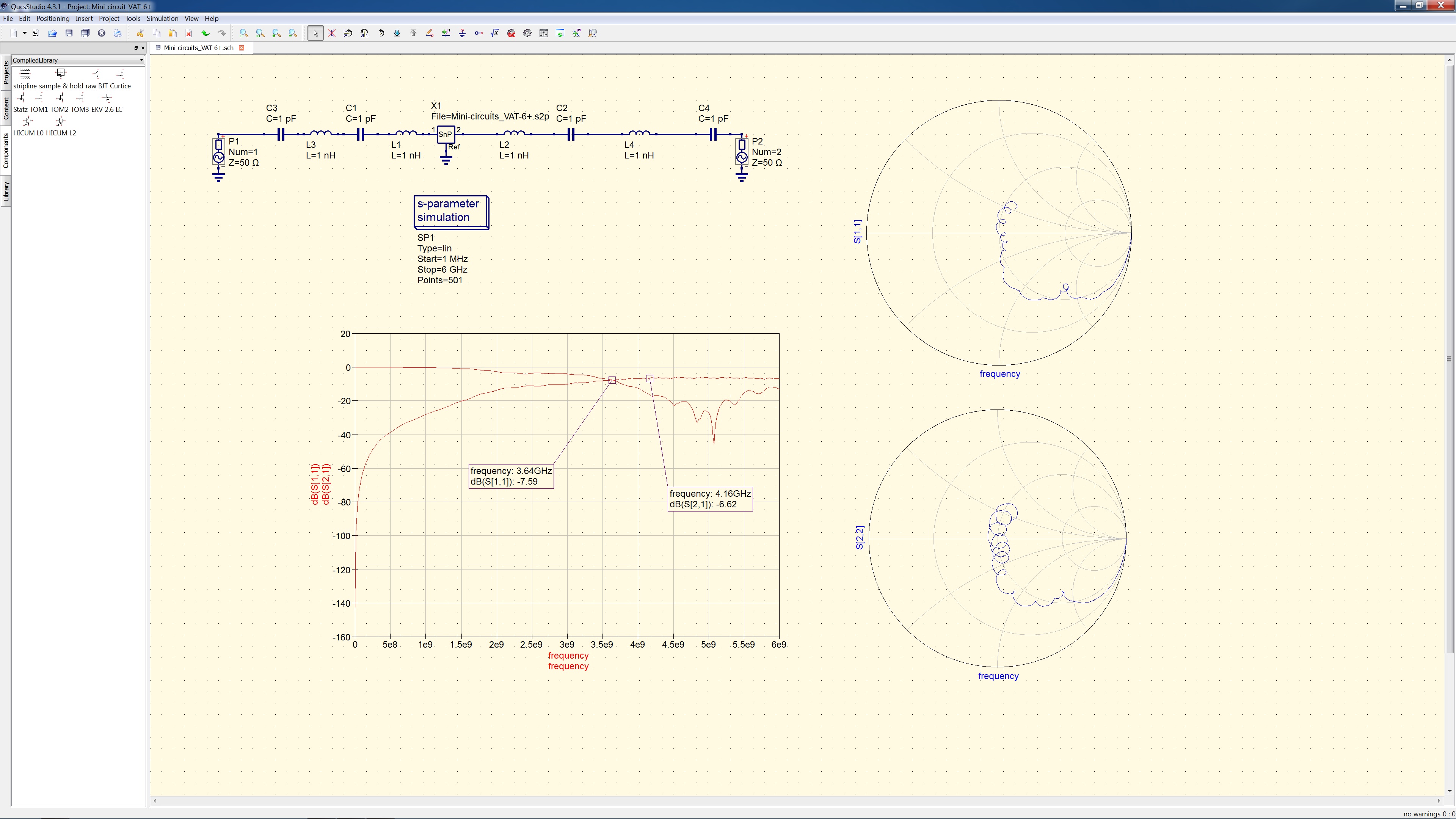 Add to the Matching Network menu the parallel defined in the touchstone ...