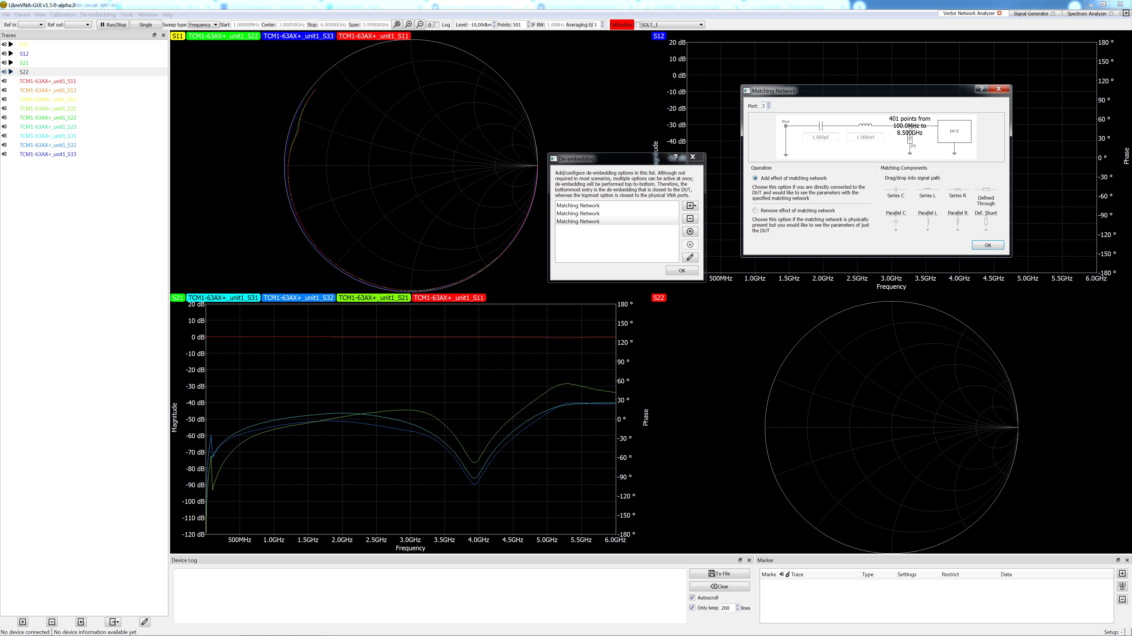 Add to the Matching Network menu the parallel defined in the touchstone ...
