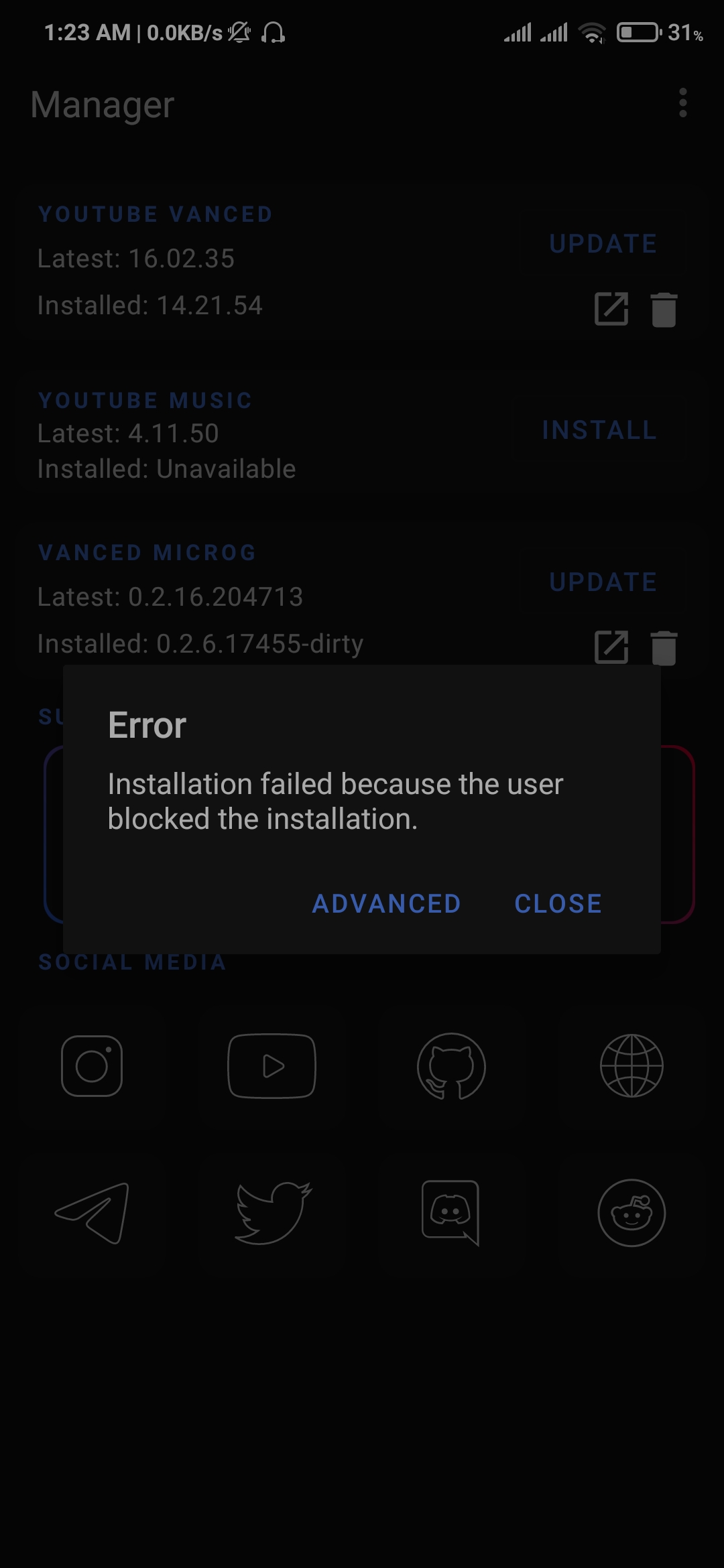 Installation failed because user blocked the installation · Issue #428 · TeamVanced ...
