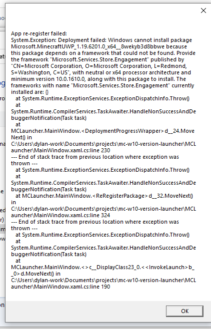 App Register Failed · Issue #248 · MCMrARM/mc-w10-version-launcher · GitHub