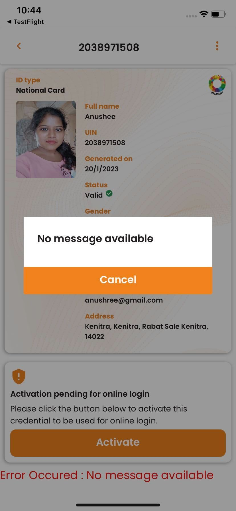 iOS : unable to activate VC for online login. · Issue #450 · mosip/inji-wallet · GitHub