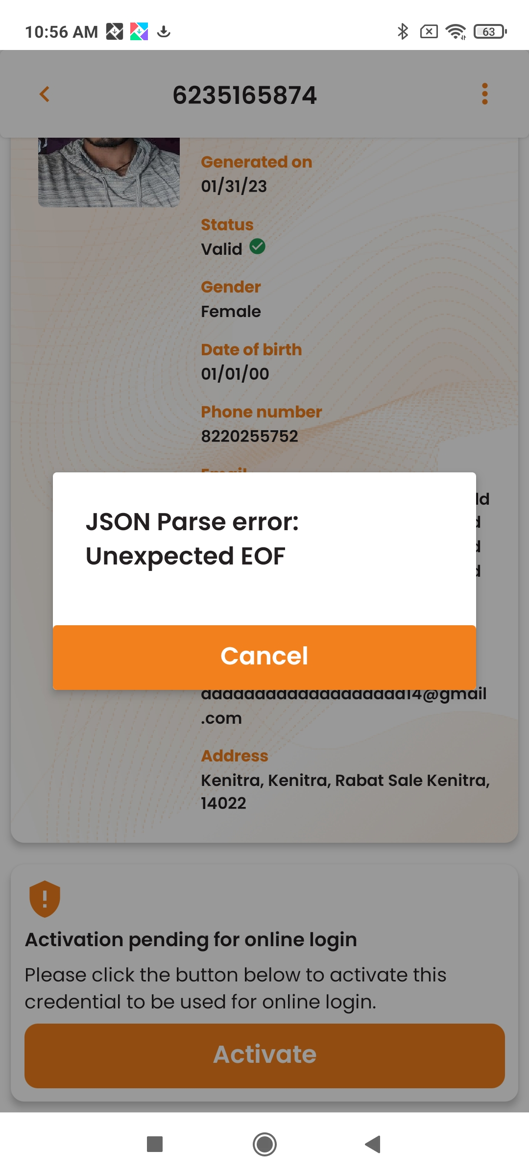 Error Message Json Parse Error Unexpected Eof Should Be Revised In Inji App · Issue 556
