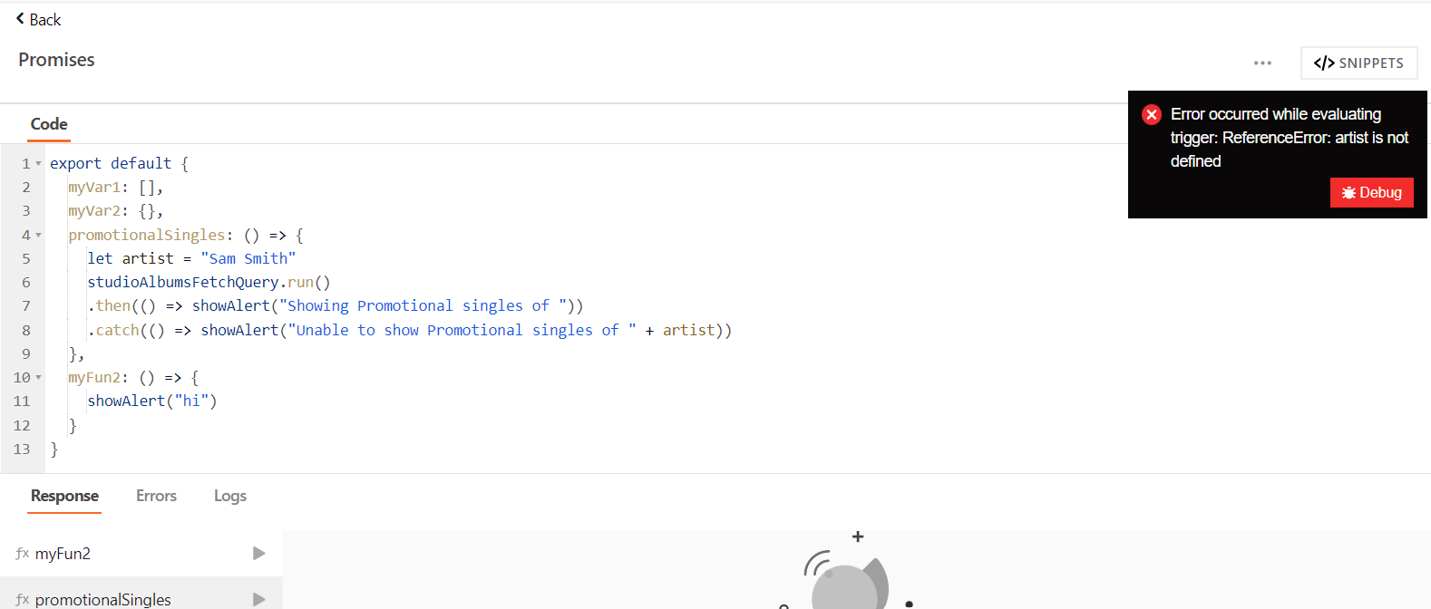 [Bug]: Declared variable is not read inside promises · Issue #9426 · appsmithorg/appsmith · GitHub