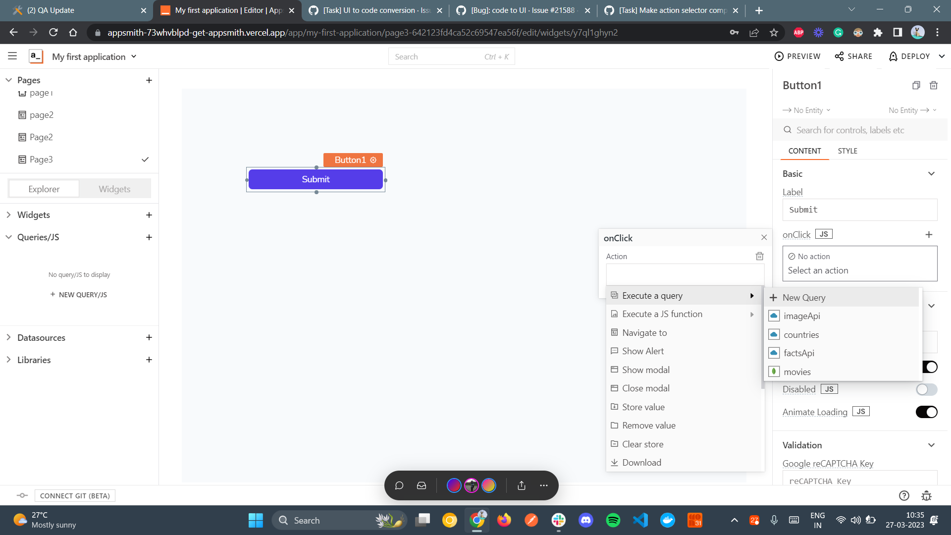 Task Ui To Code Conversion · Issue 21392 · Appsmithorgappsmith · Github 